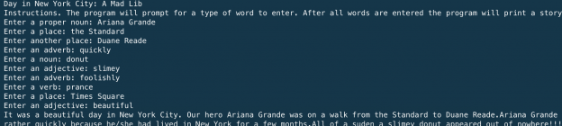 Mad Libs 1 [Python] - Mr. M online